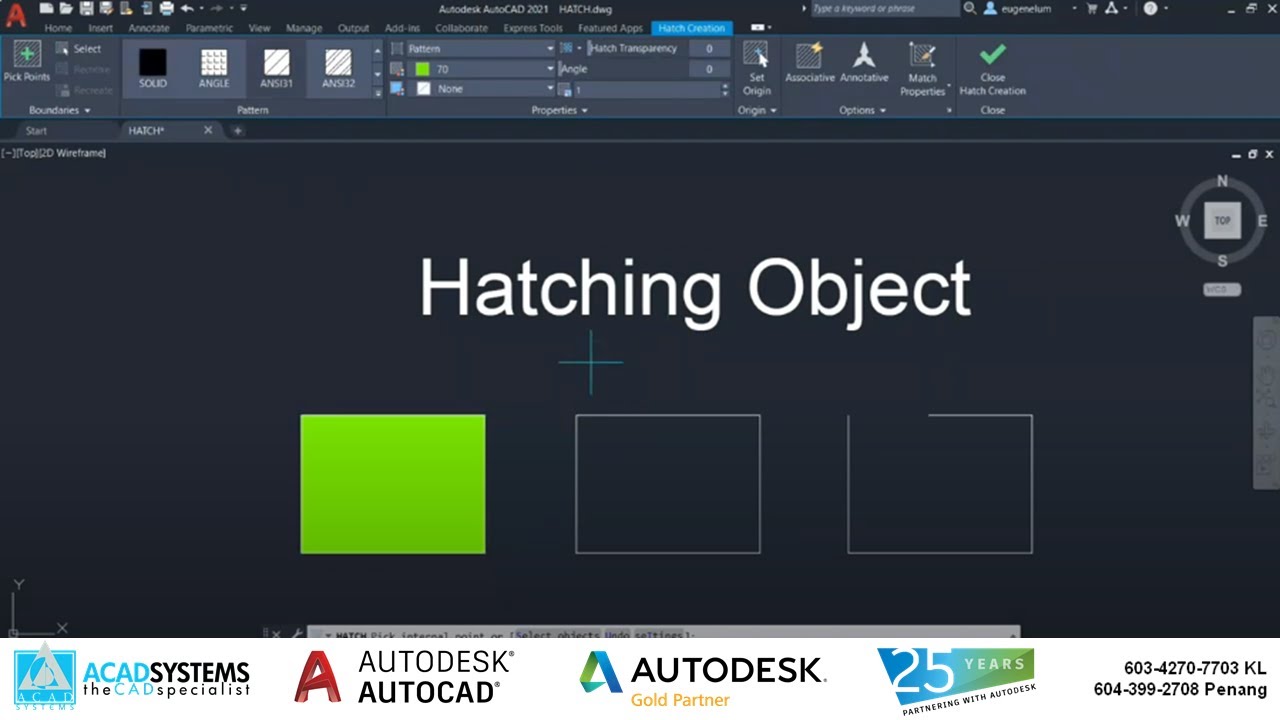 Part 9 - Hatching Objects - Hatching and Editing Hatch Objects [2:41]