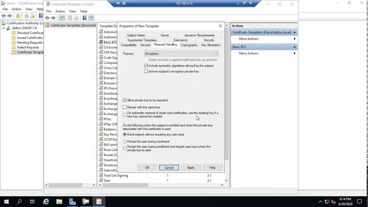 Working with certificate templates