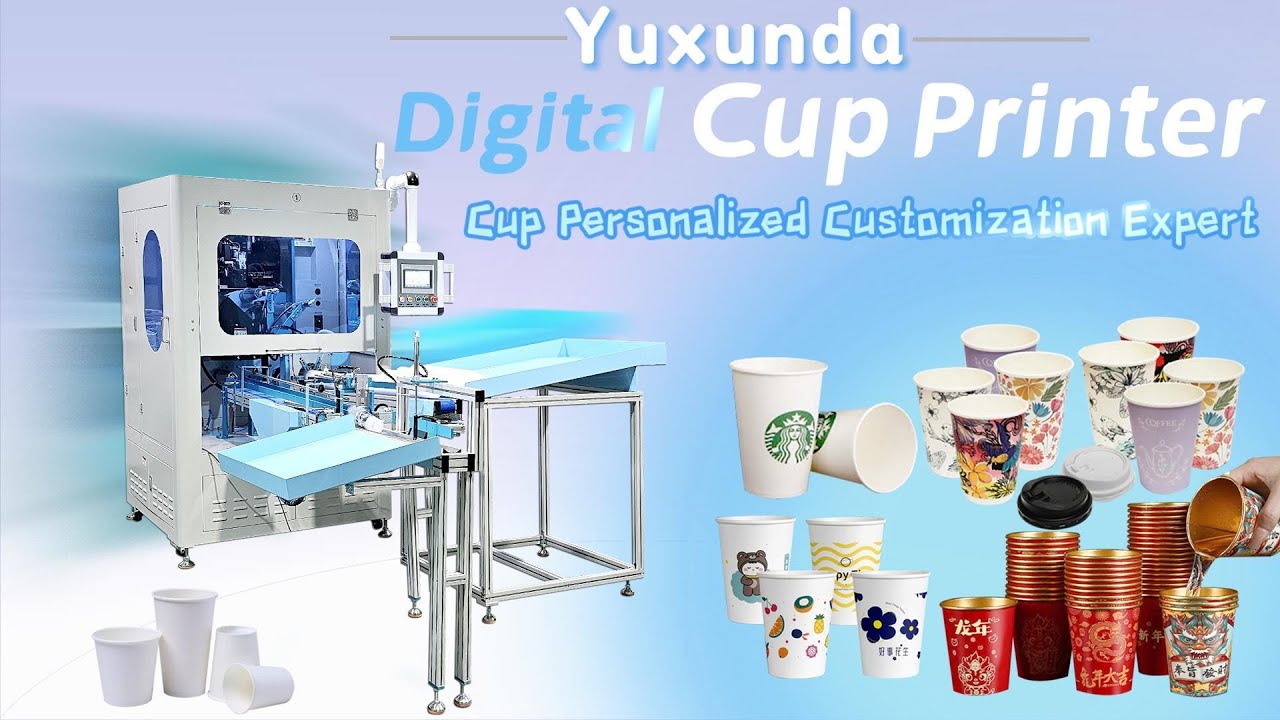 Yuxunda YXD-CP1618 Auto Digital Cup Printer With CMYK+W 5 Colors Printing.