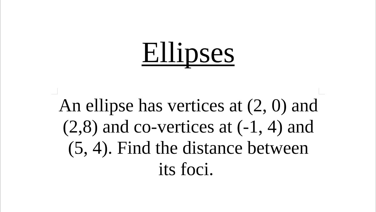 Conics: Ellipses - Vertices, Co-vertices, Foci, Major and Minor Axis, Latus Rectum, Eccentricity