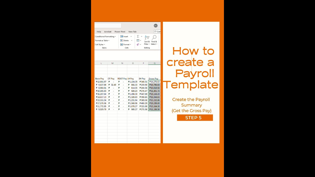 How to create Payroll Template Part 5 - Create the Payroll Summary (Gross Pay)