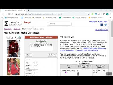 Online calculator to find mean and median