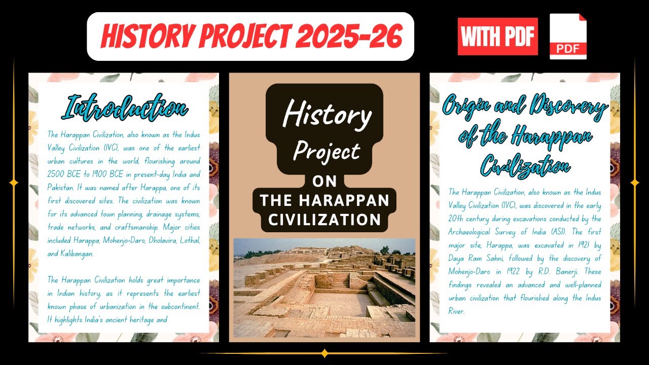 The Harappan Civilization Project for class 12th CBSE 2025-26 || History Project || With PDF
