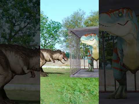 T-Rex Dinosaur Destroys Cage to Free His Friend | Jurassic World Fan Made