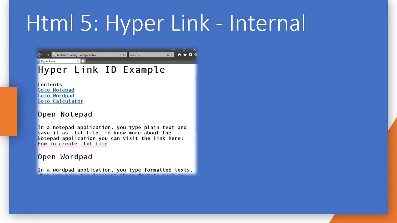 024 HTML5 HyperLink for Document Sections (Linking Specific Dcoument Section)