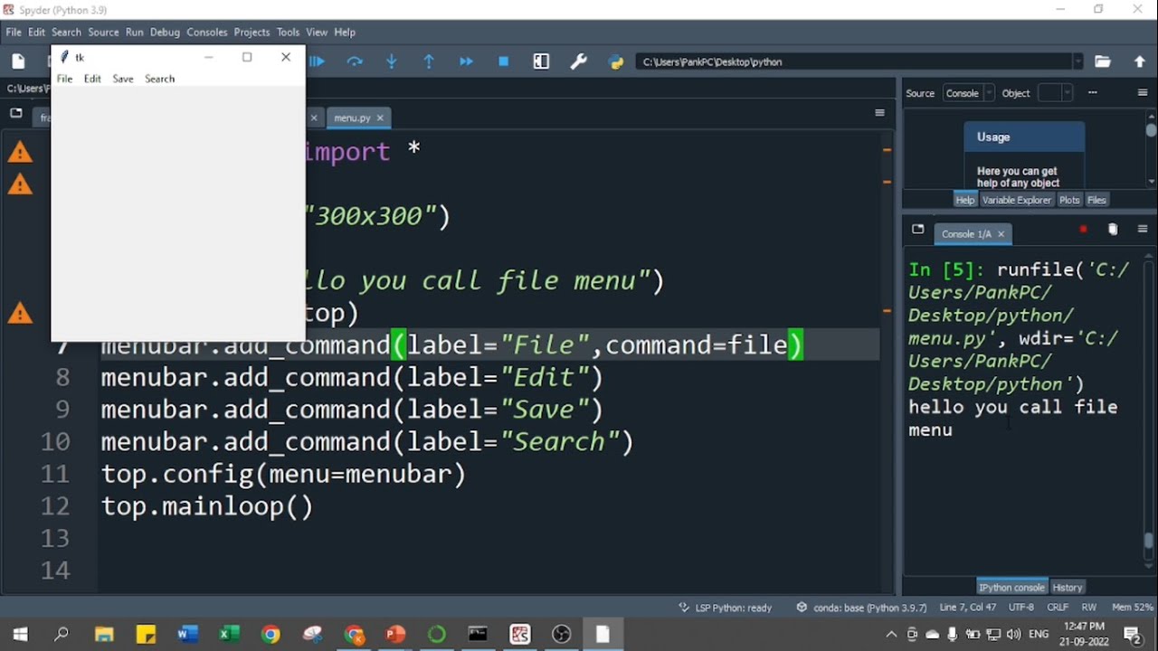 Python Tkinter Menu | Python TKinter Tutorials in Hindi 15