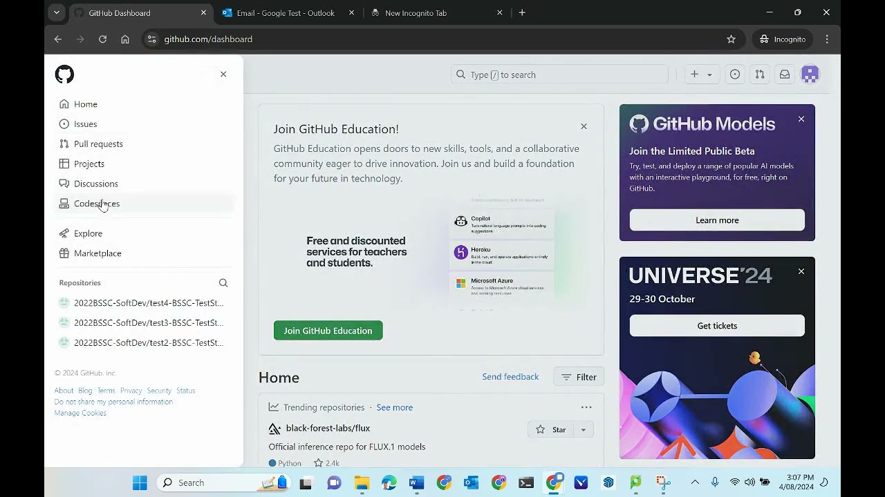 Saving Codespace code to a GitHub repository