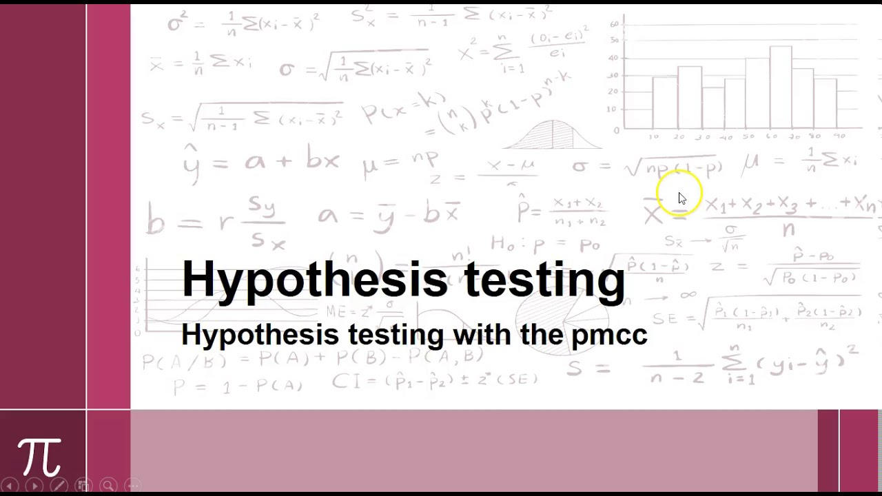 Hypothesis testing with the pmcc