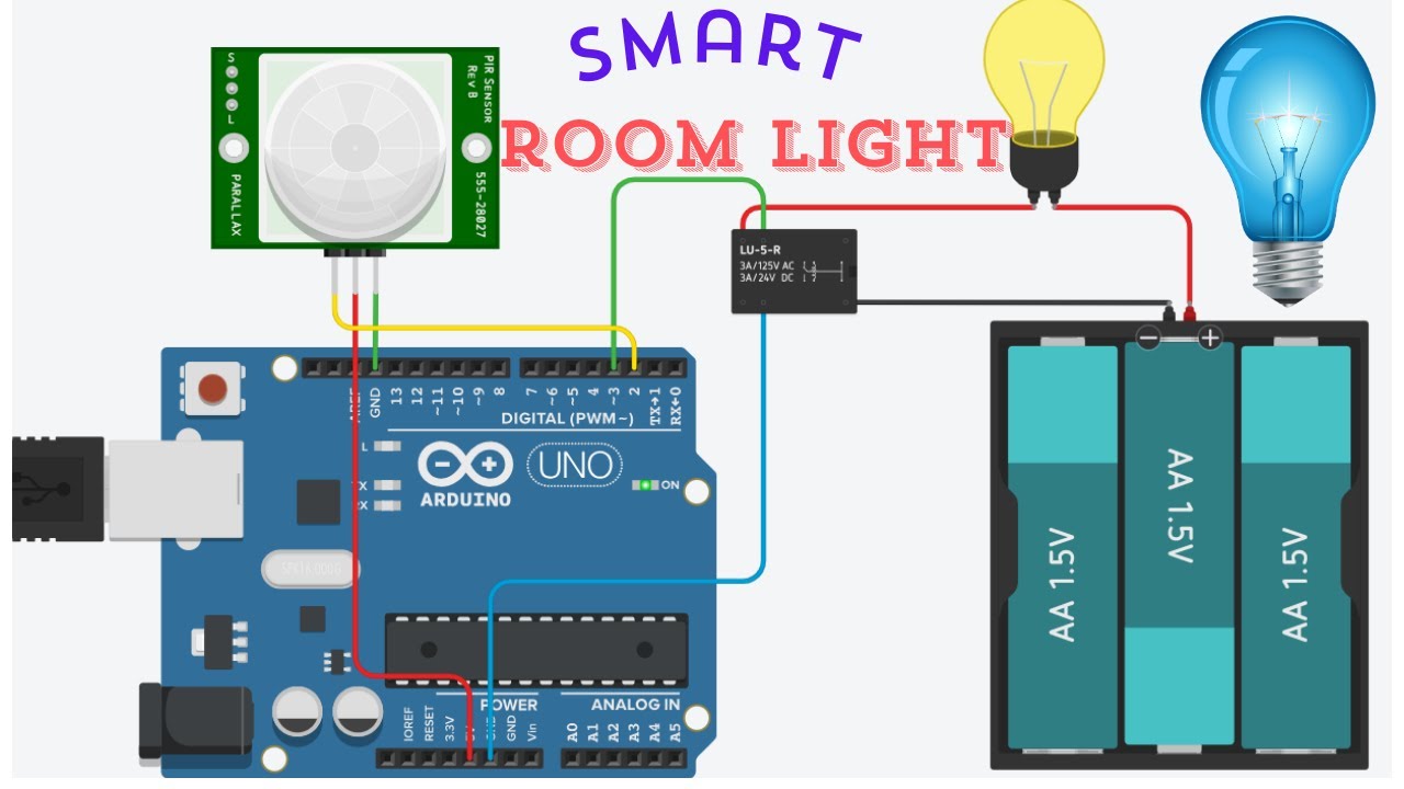 How to make Smart Room Light from Arduino and PIR motion sensor Tinkercad