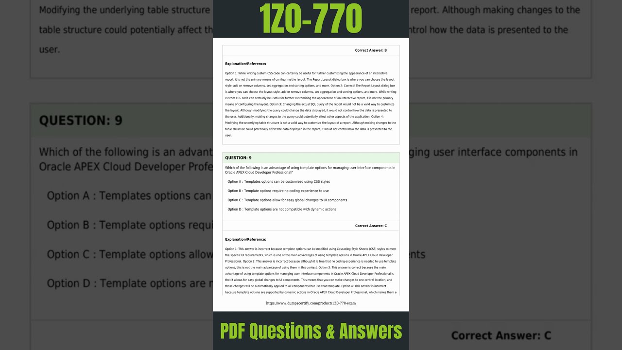 Oracle APEX Cloud Developer Professional Practice Test | 1Z0-770 Exam Questions
