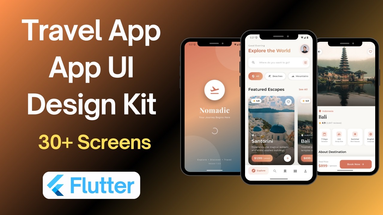 Complete Travel App UI Design Kit in Flutter - Traveling & Tourism App