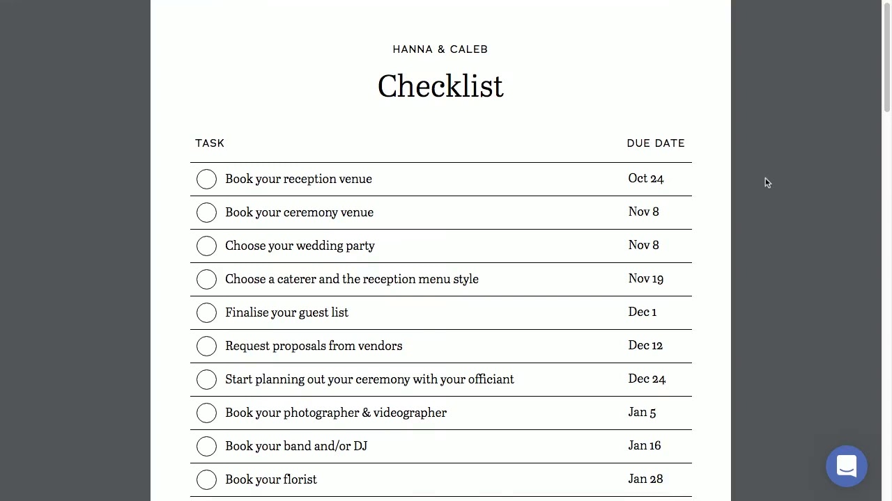 How to Print Your Wedding Planning Checklist