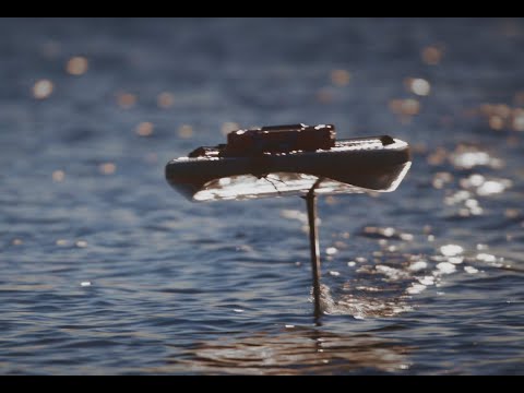 Evolo, an autonomous hydrofoiling craft demonstrating her dance in Västervik.