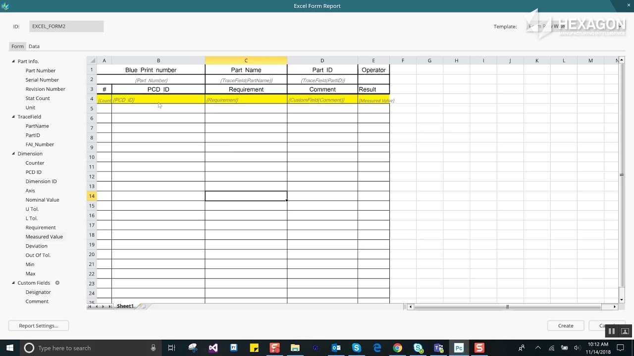 PC-DMIS 2019 R1 Excel Form Report