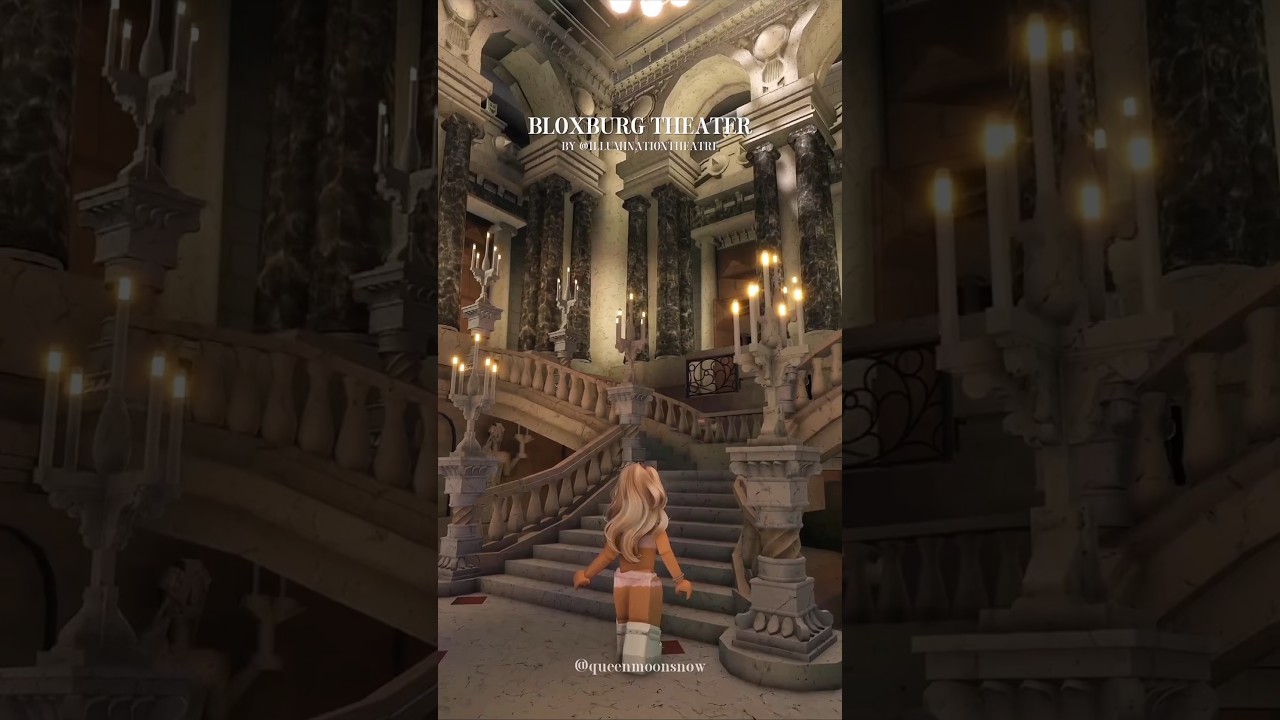 Bloxburg theater detailed build, staircase, stage, performance by Illumination Theatre 🤍 #bloxburg