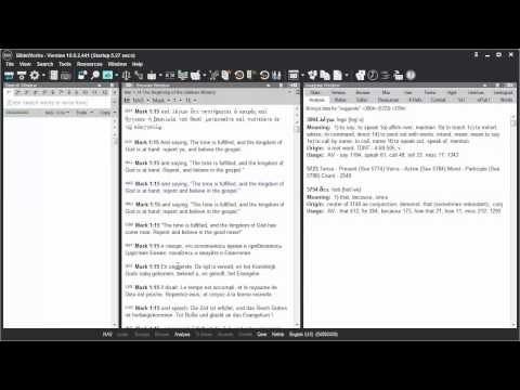 Search for the Greek Word an English Word Translates with Analysis Tab BW10