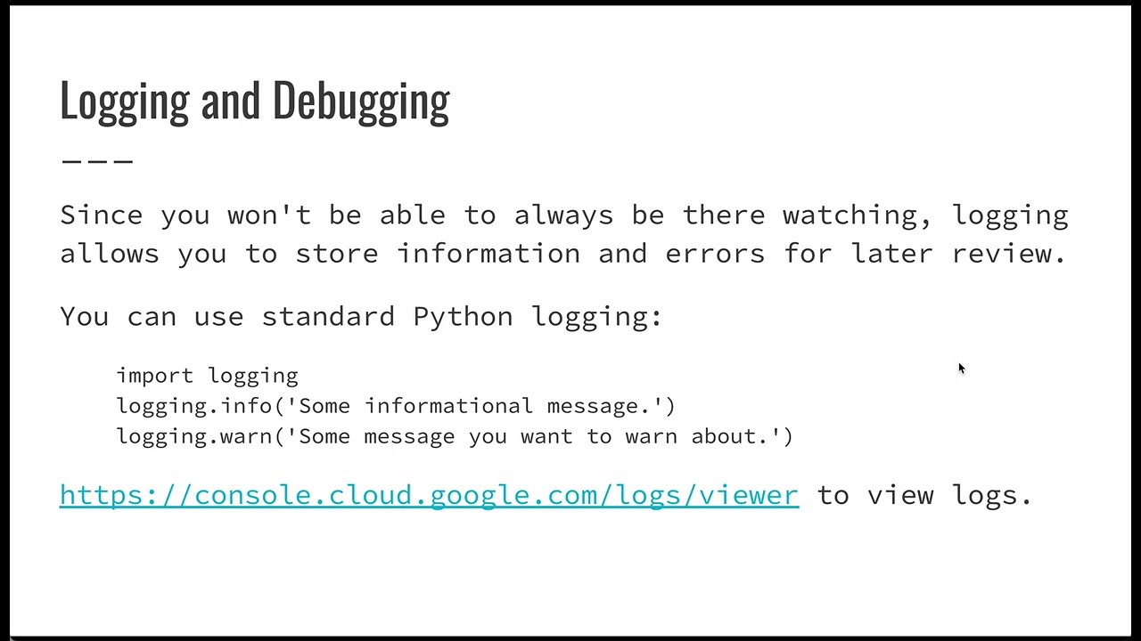 CS1520 Lecture 14: Using Python and Cloud Logging in your Google App Engine Application