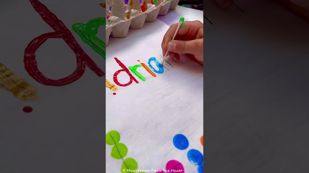 🌈Rainbow ✍️writing name, recognition #preschool #kindergarten literacy activity #montessori