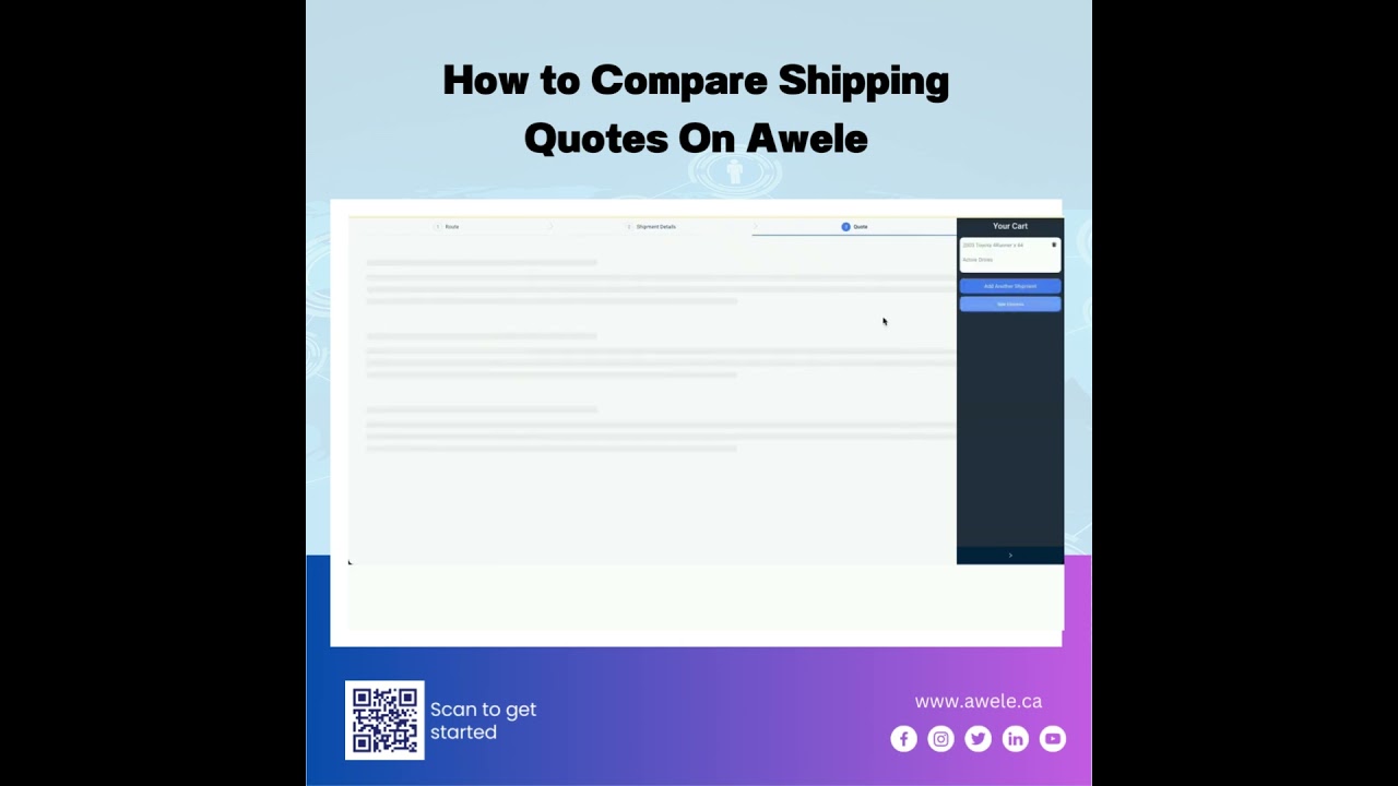 Comparing shipping quotes on Awele.ca