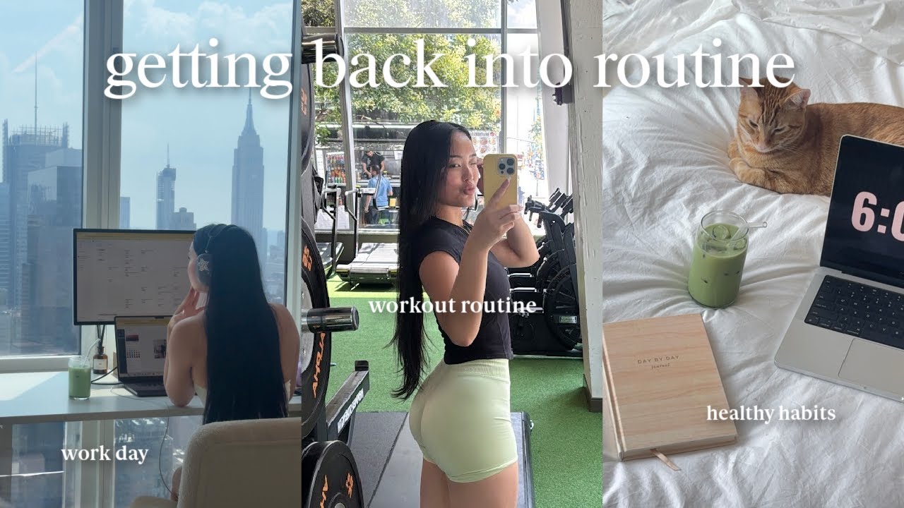 get back into routine with me 🌱 6am morning routine, work day in my life, and workout with me!