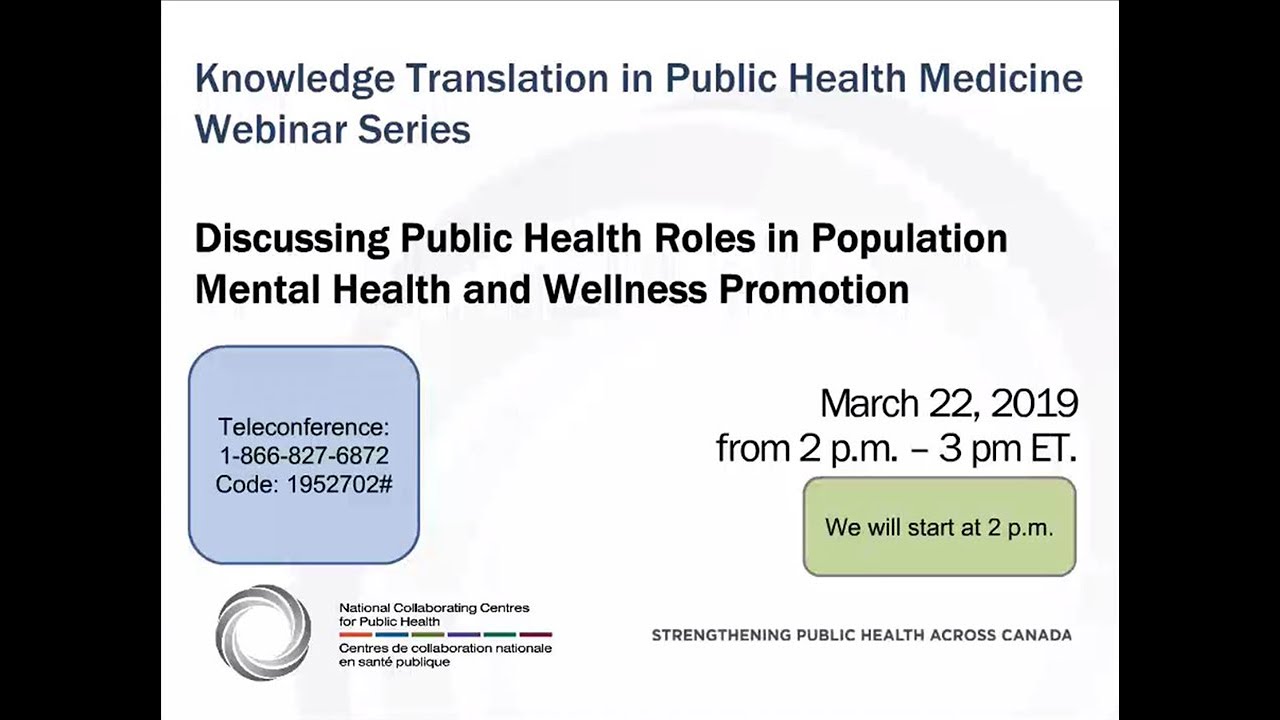 Webinar - Discussing Public Health Roles in Population Mental Health and Wellness Promotion