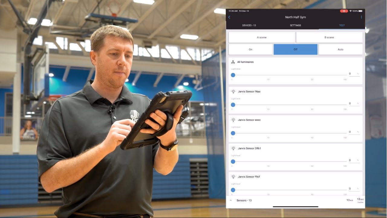Commissioning Gymnasium LED High Bays Using JarvisLink Networked Lighting Controls System