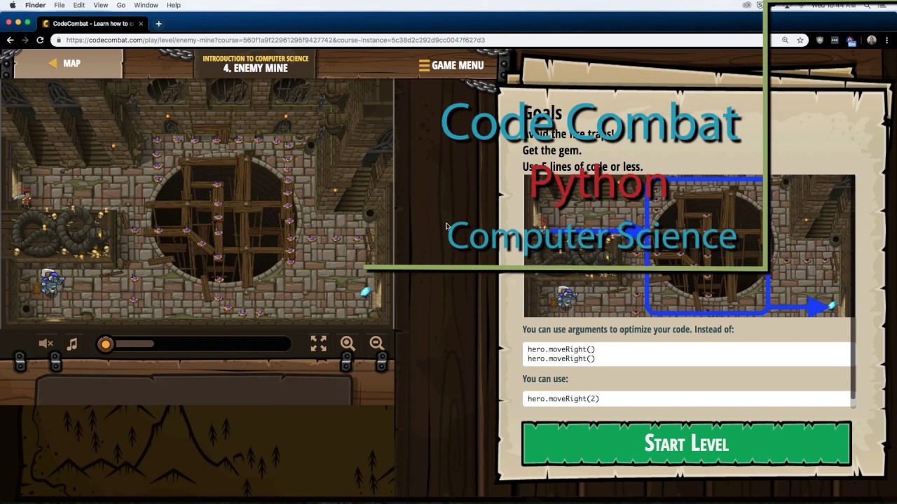 Code Combat Enemy Mine - Level 4 Python Tutorial with Solution