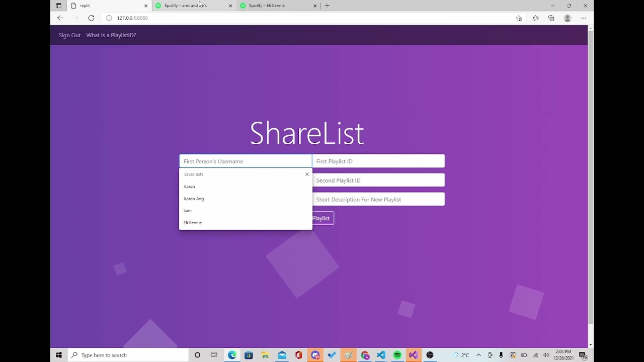 GitHub - aang88/ShareList: A website that combines common songs between ...