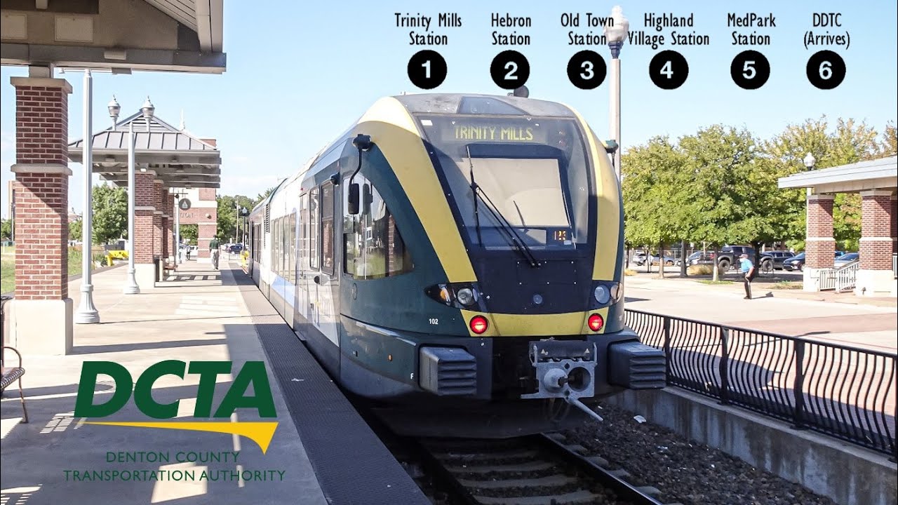 Full DCTA A-train Ride from Trinity Mills (Carrollton, TX) to Downtown Denton, TX