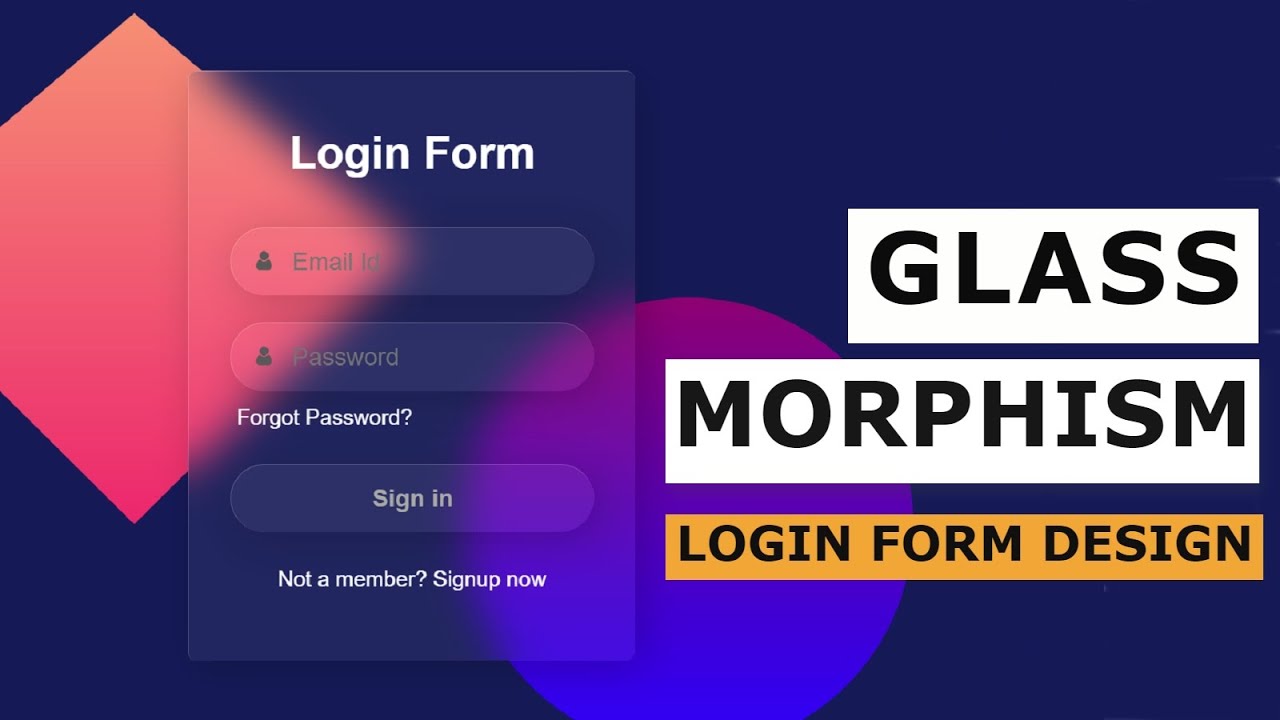 Glassmorphism UI Login Form Design Using HTML & CSS | HTML Login Form