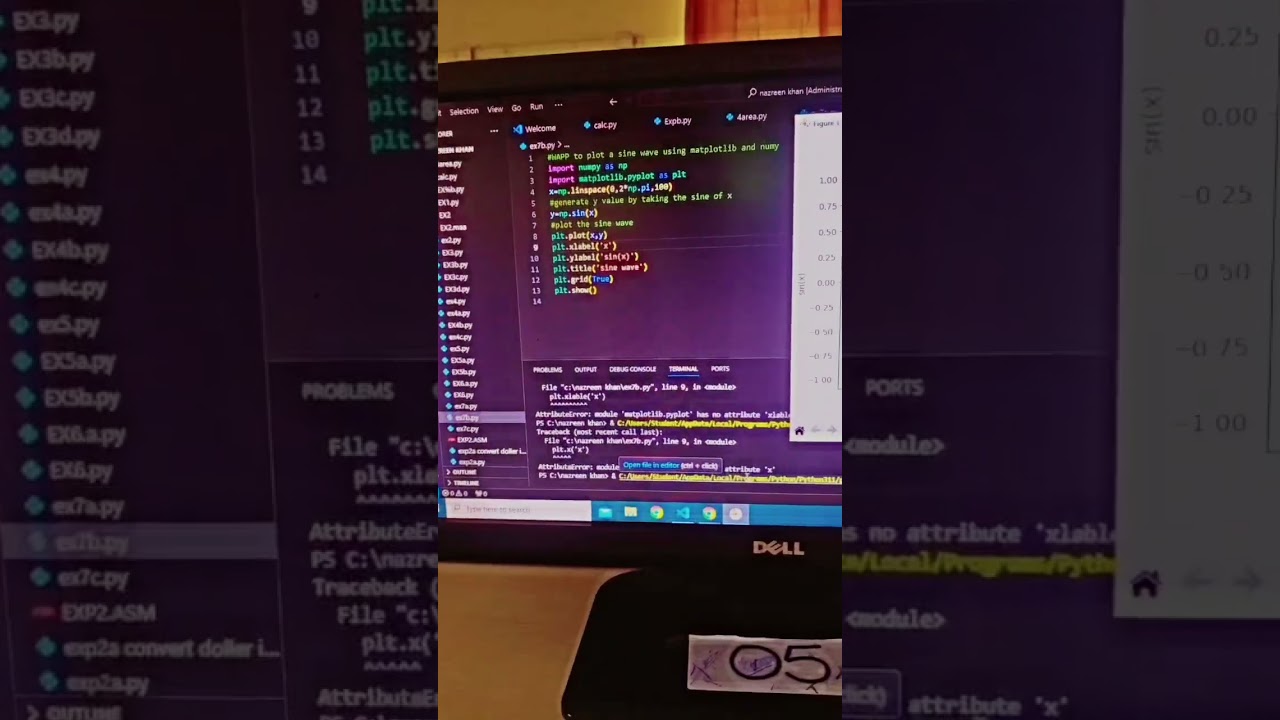 python to plot a sine wave using numpy #python program #shorts #python #numpy