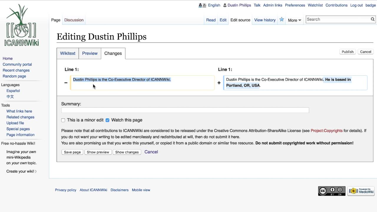 ICANNWiki Tutorials - Making A Basic Edit