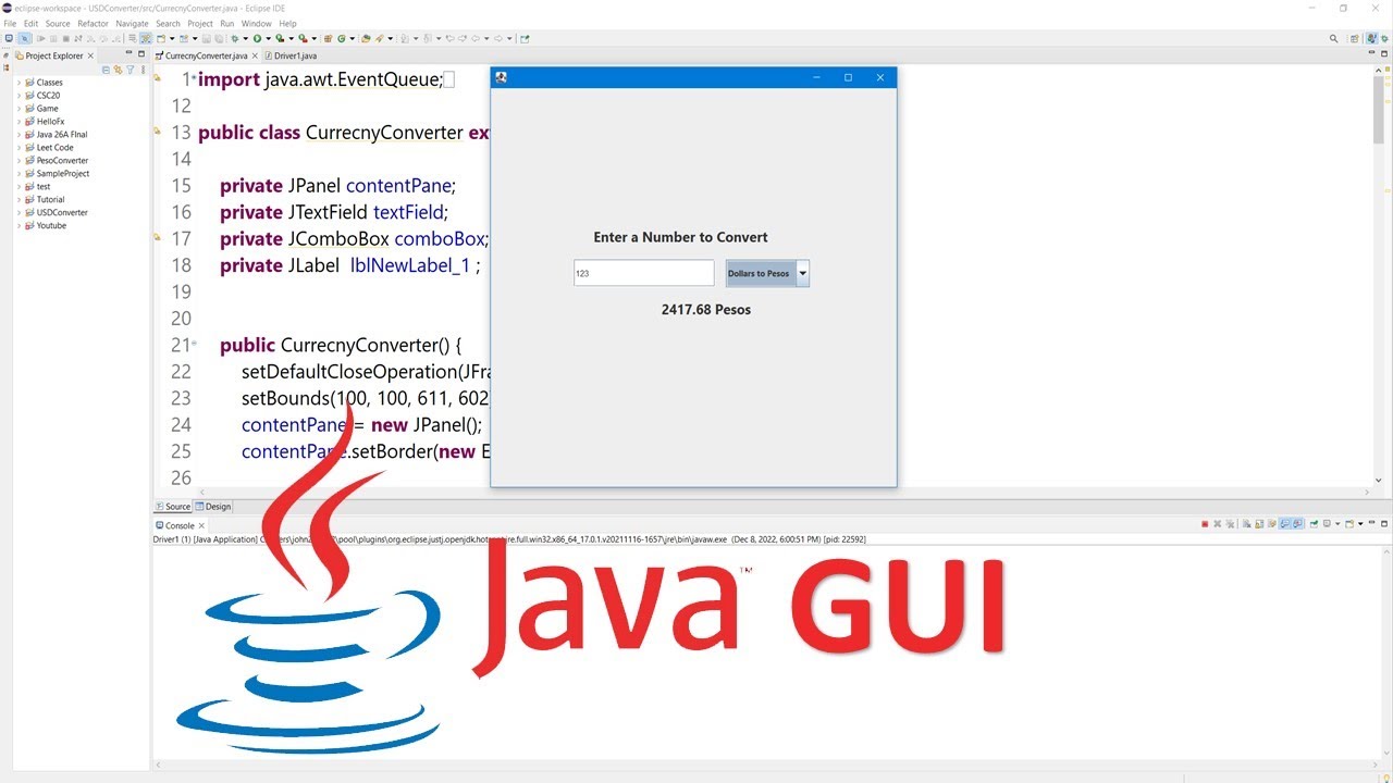 Java Swing GUI Currency Converter