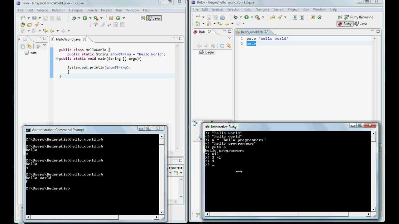 Ruby Programming First Program part - 1 (Hello World Program)