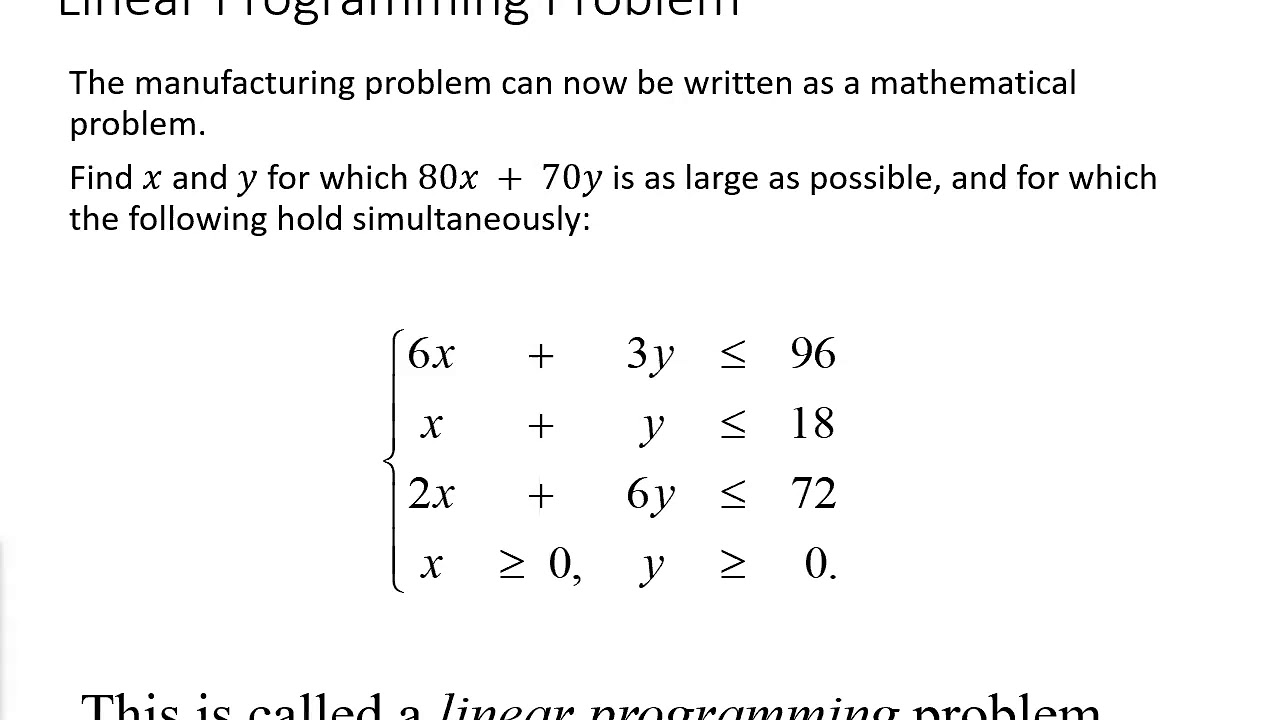 Chapter 3 Section 2 - A Linear Programming Problem