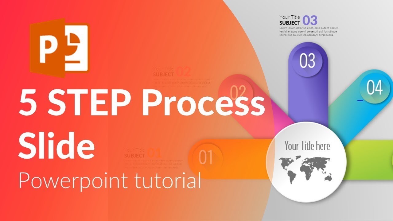 Animated 5 step process slide. Powerpoint tricks