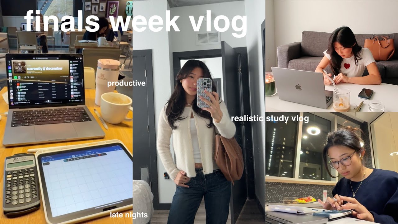 study vlog: realistic finals week in my life, late study nights, productive days, exam routine