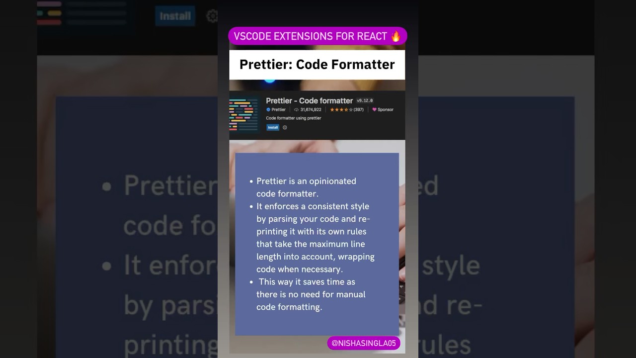 VSCode Extensions for ReactJs @NishaSingla