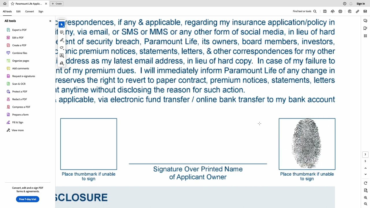 How to attach finger print via Adobe Acrobat