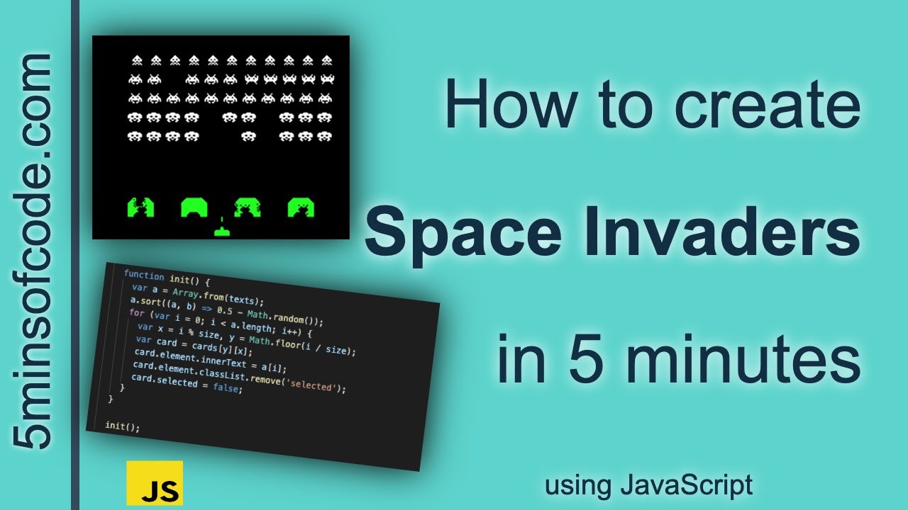 Space Invaders in 5 minutes - JavaScript - 5minsofcode.com
