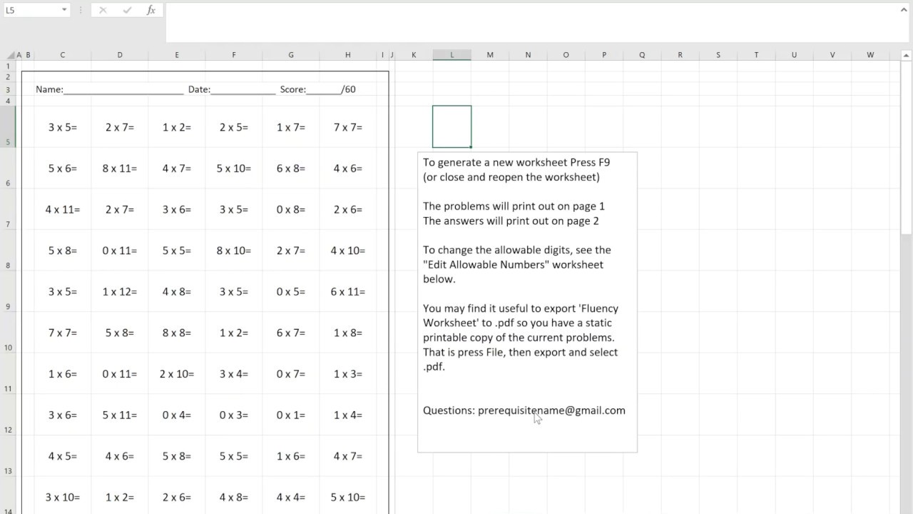 Multiplication Fluency Worksheet Maker