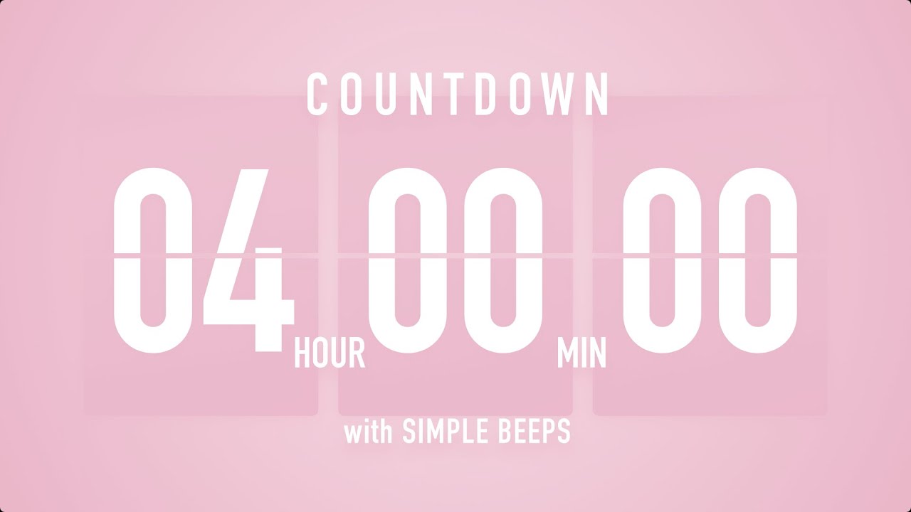 4 Hour Countdown Timer 🌸 Flip Clock with Simple Beeps 🔔