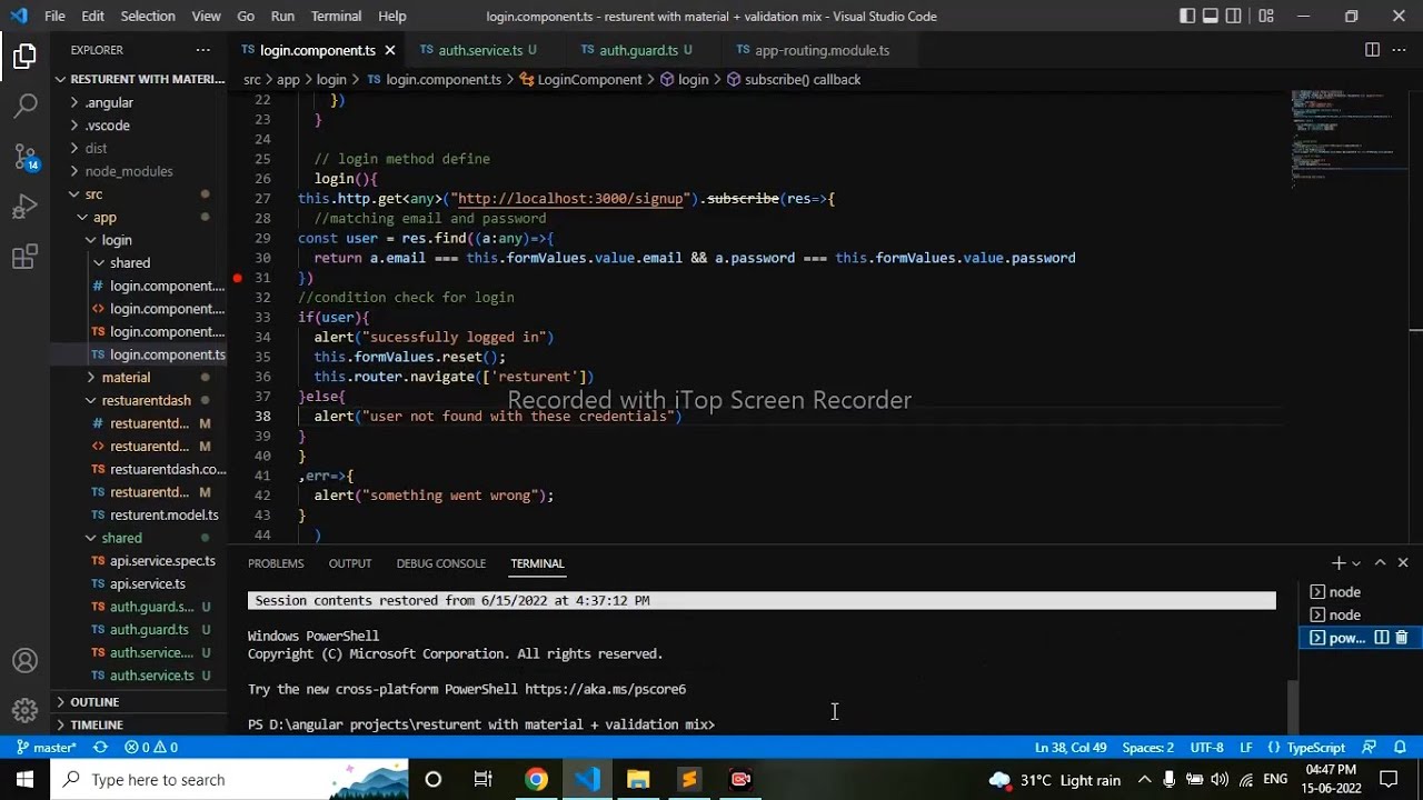 Authentication In Angular by authGuard & canActivate by Fake JWT token