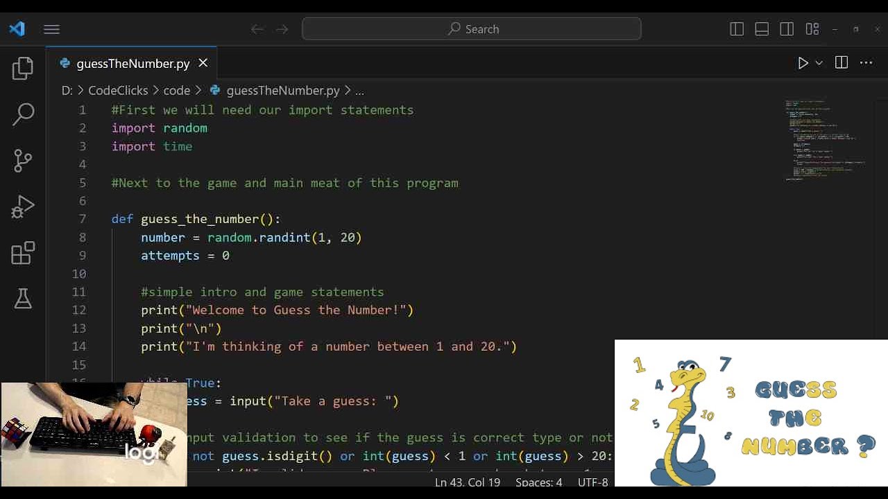 ASMR Programming in Python: Keyboard Sounds & Guess the Number Game Tutorial