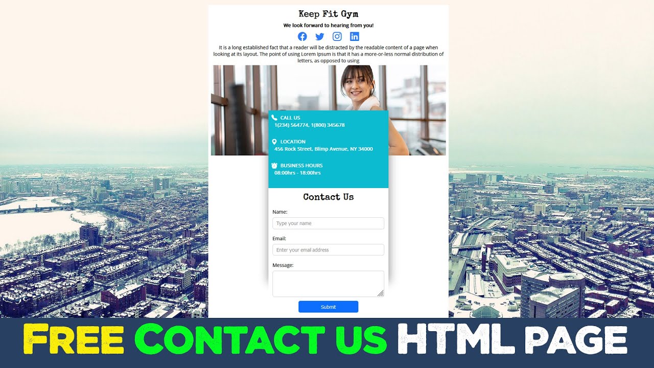 FREE Contact us page HTML template | How to plus source code | Quick programming tutorial