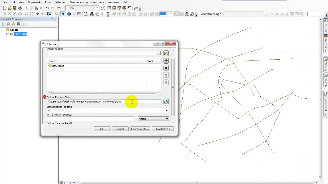 How to create intersection point in ArcGIS