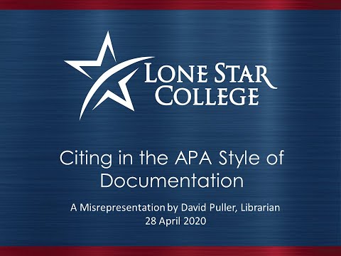 Citing in the APA Style of Documentation