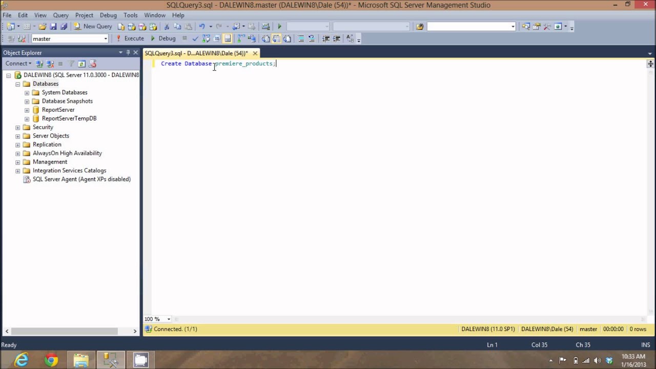 Create a Database Schema - SQL Server 2012