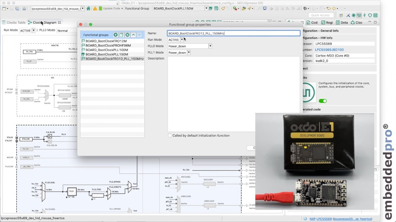 3 MCUXpresso Clocks Config tutorial with OKdo E1 board