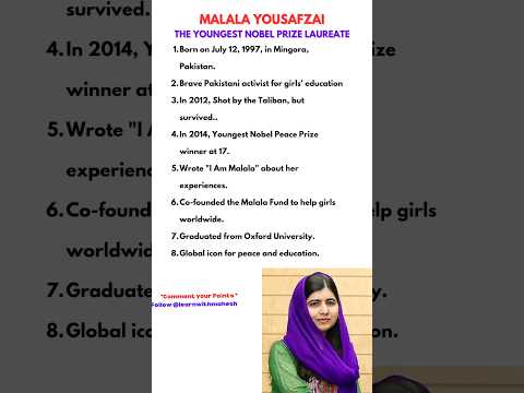 The youngest Nobel Prize laureate || July 12 Malala Day